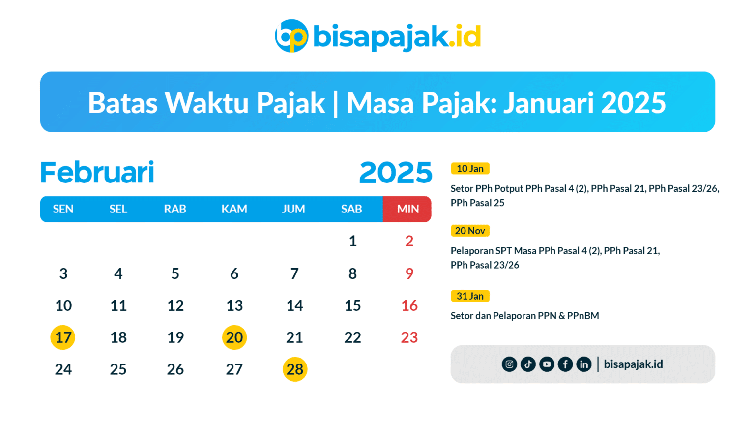 Info Terkini: Batas Waktu Pajak Masa Januari 2025 - Bisa Pajak Info Terkini: Batas Waktu Pajak Masa Januari 2025 - Bisa Pajak